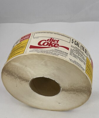 Diet Coke 5 Gal Fountain Syrup Paper Sticker Label Roll RARE 92' Coca ...