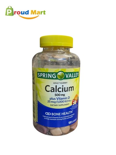 Spring Valley Calcium 500 mg Plus Vitamin D 25 mcg Bone Health Dietary ...