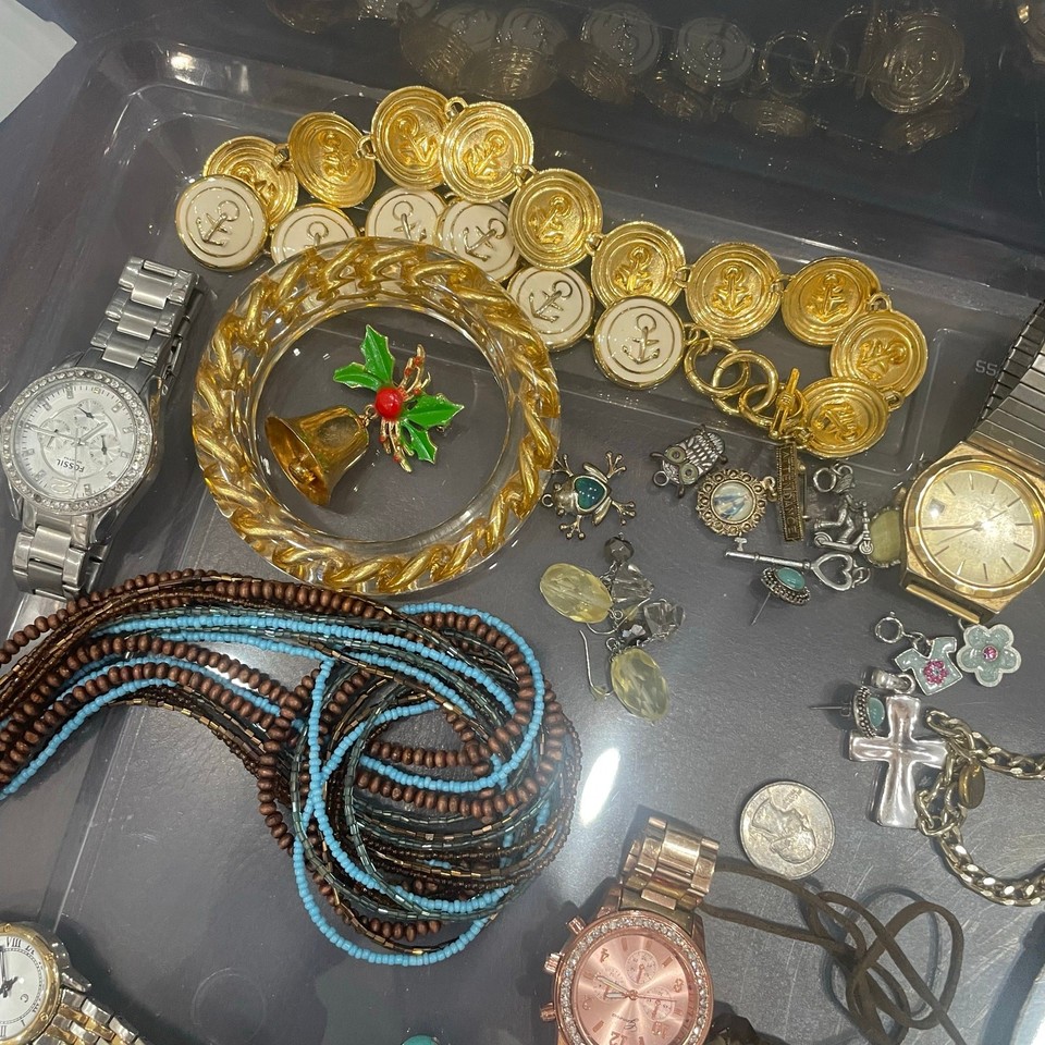 Large Vintage To Now Jewelry Lot Bulky Bangles Watches Necklaces ...