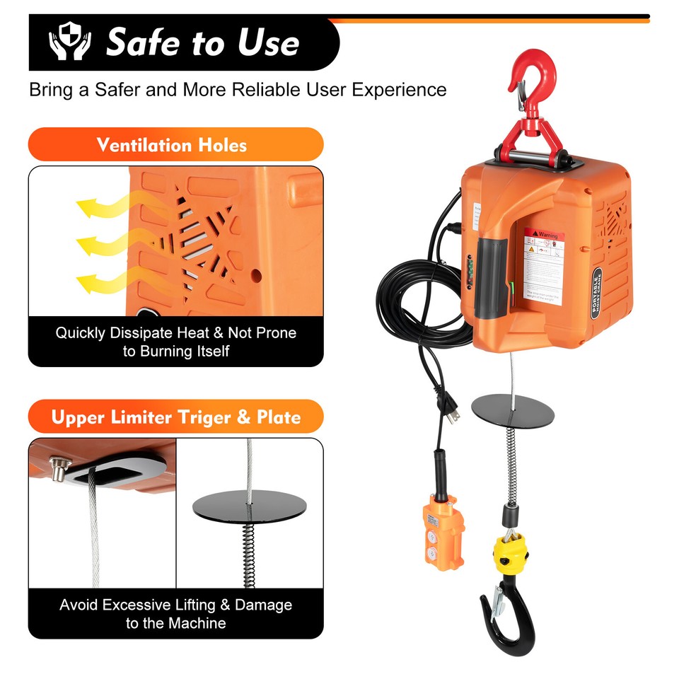 Portable 3-in-1 Electric Winches 300kg/660 lbs Hoist Winch Crane Lift w ...