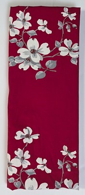 Vintage 1950's Wilendur Tablecloth Red W/ White Dogwood Floral Pattern ...