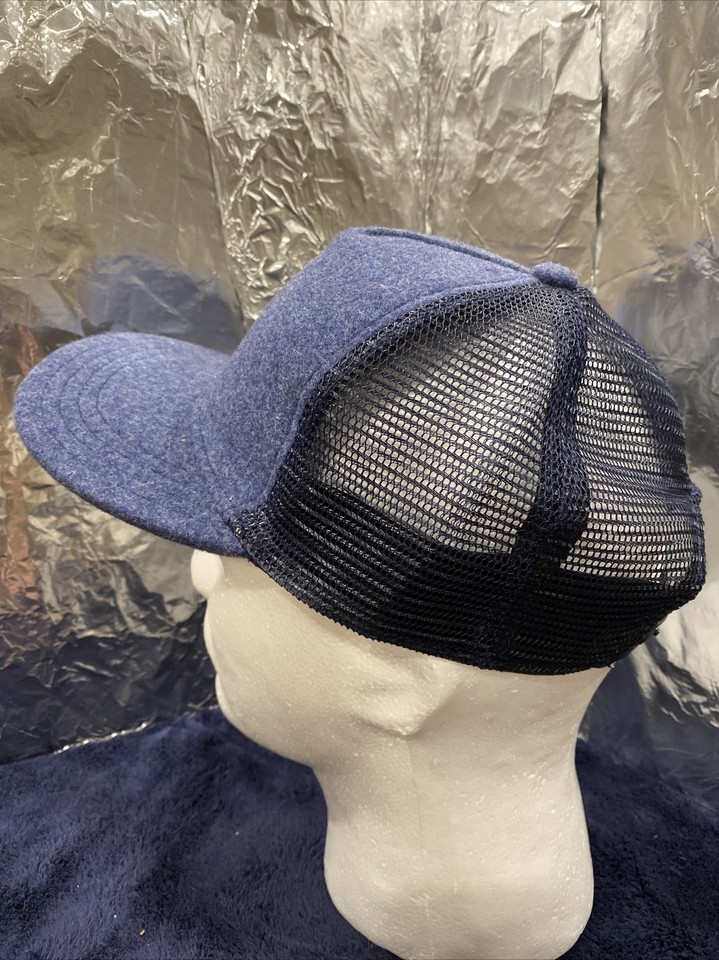 Blue Gray Wool Mesh SnapBack Trucker Hat Baseball Cap Made In USA | eBay