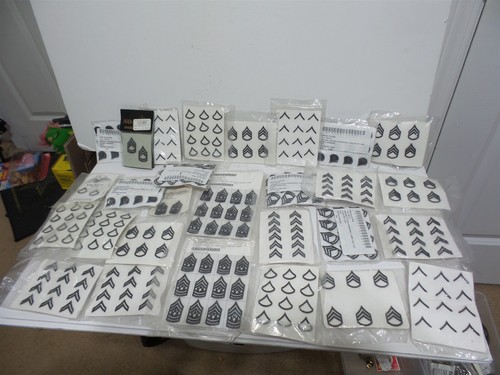 BRAND NEW LARGE LOT OF ARMY BLACK ENLISTED METAL RANK PINS USGI PVT CSM ...