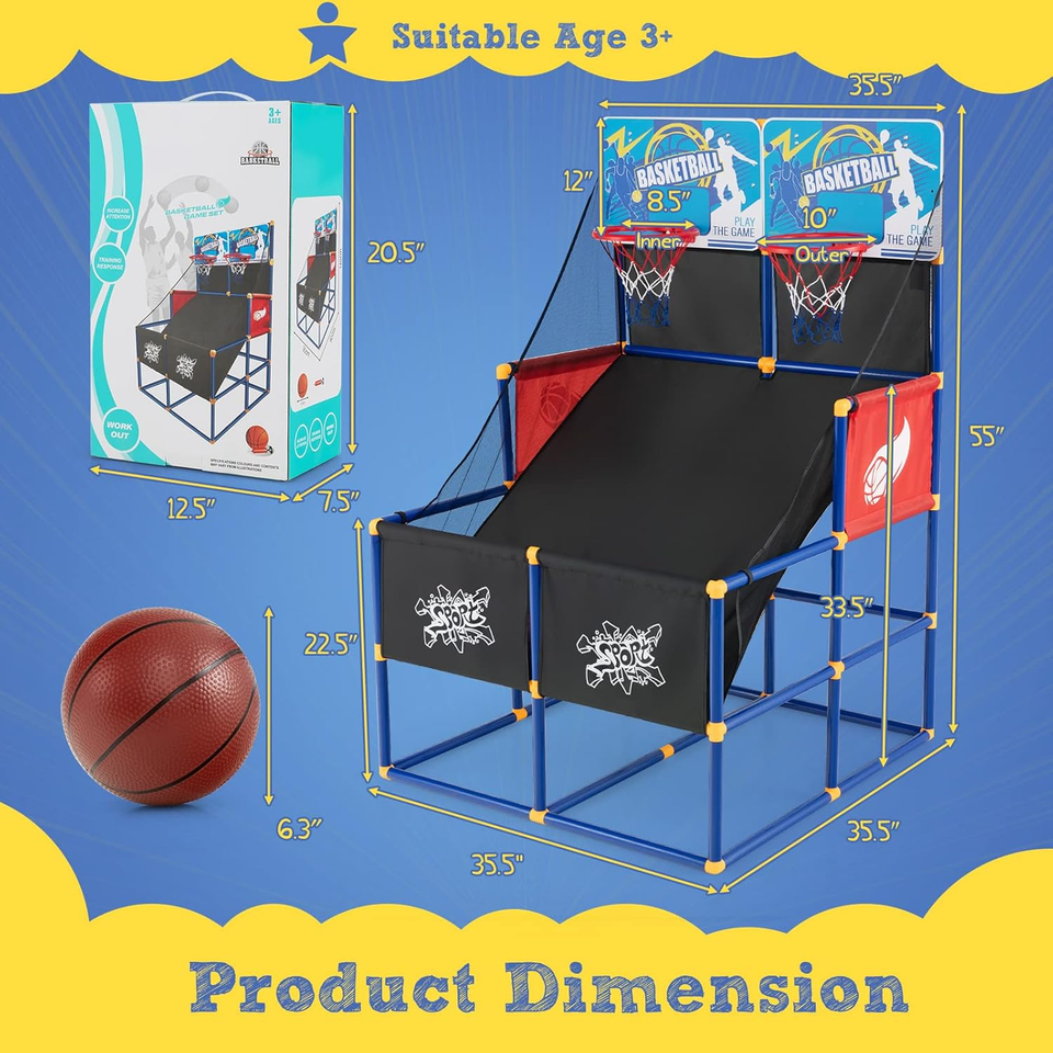 Arcade Basketball Hoop for Kids - Indoor Outdoor 2 Player Dual Shot ...