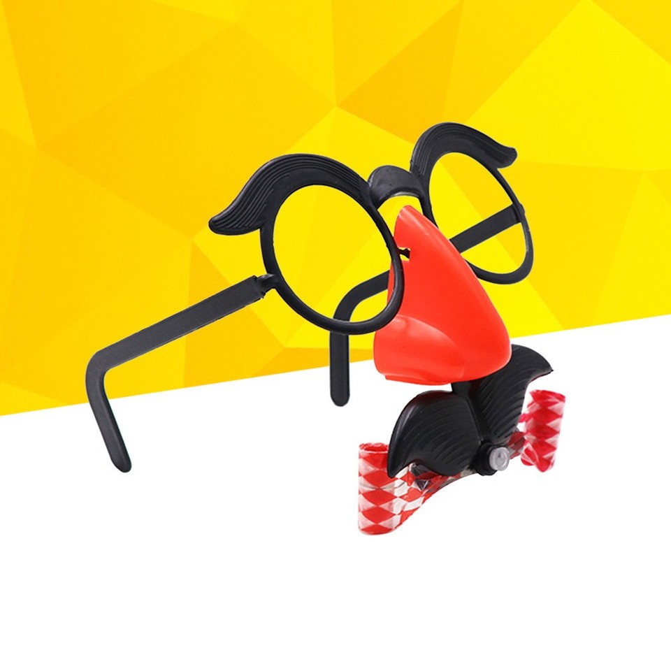 2PCS Funny Props Nose Mustache Glasses Whistle Costume Round Frame ...