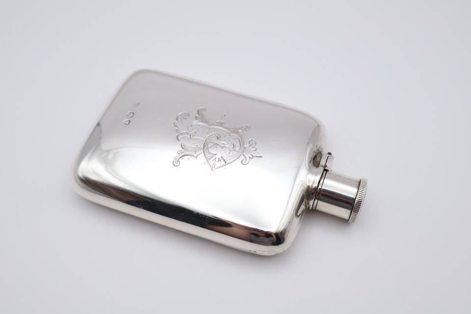 Antique Victorian Solid Silver Hip Flask Hallmarked London 1876 | eBay UK