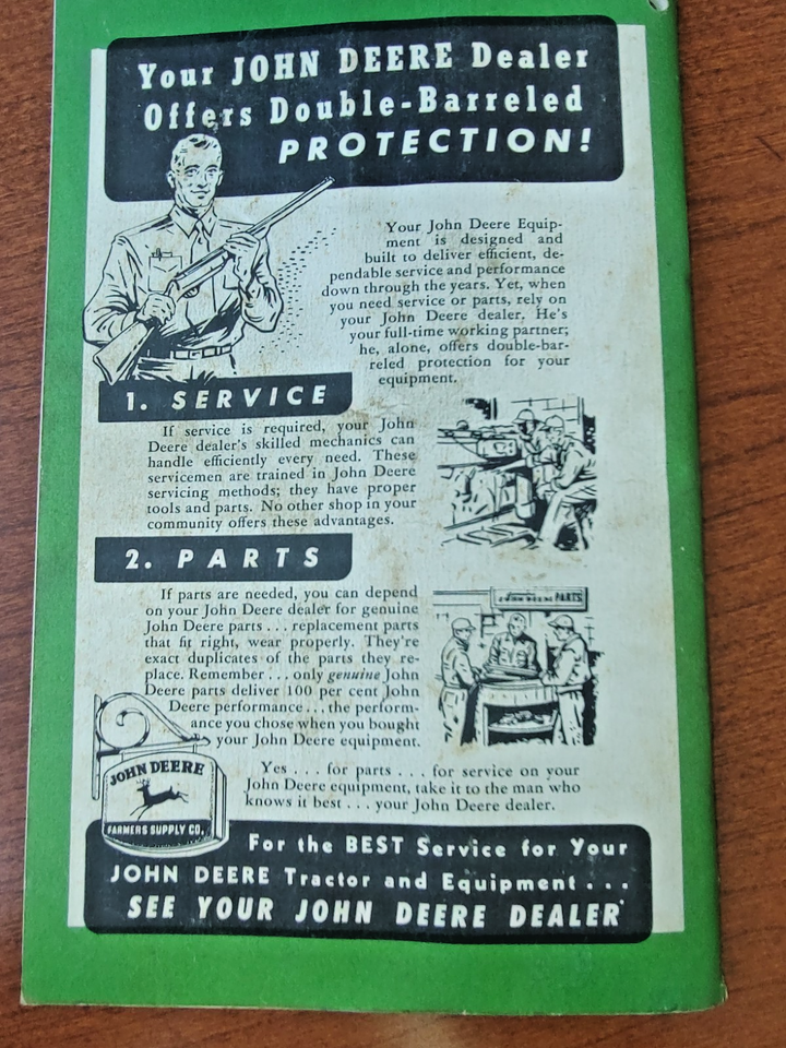 John Deere CORN PLANTER FOUR ROW TRACTOR NO 490 Operators Manual OM-B2 ...