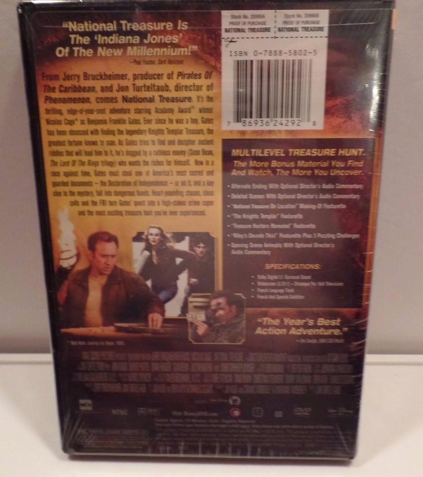 SEALED: DVD National Treasure 2005, WIDE Screen -Nicolas Cage, Jon ...