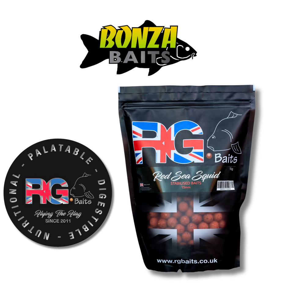 RG Baits Red Sea Squid Stabilised Boilies 12,15 0r 18mm or Bait Spray ...