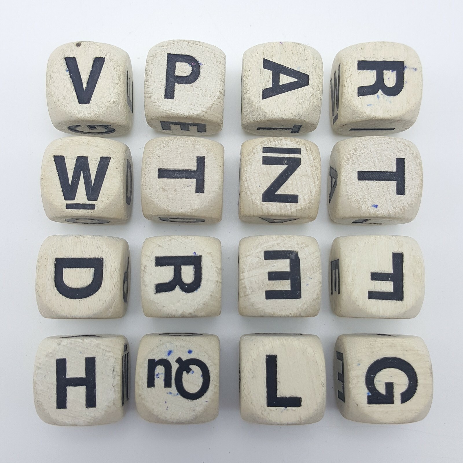 Boggle Word Game No.104 Replacement Set Of 16 Letter Cubes 1976 Wooden ...