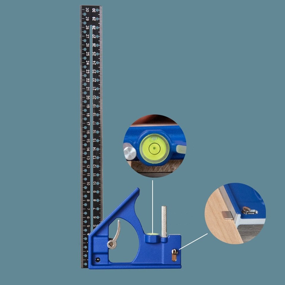Woodworking Tool Multifunctional Ruler 12-Inch Measurement Aluminum Die ...