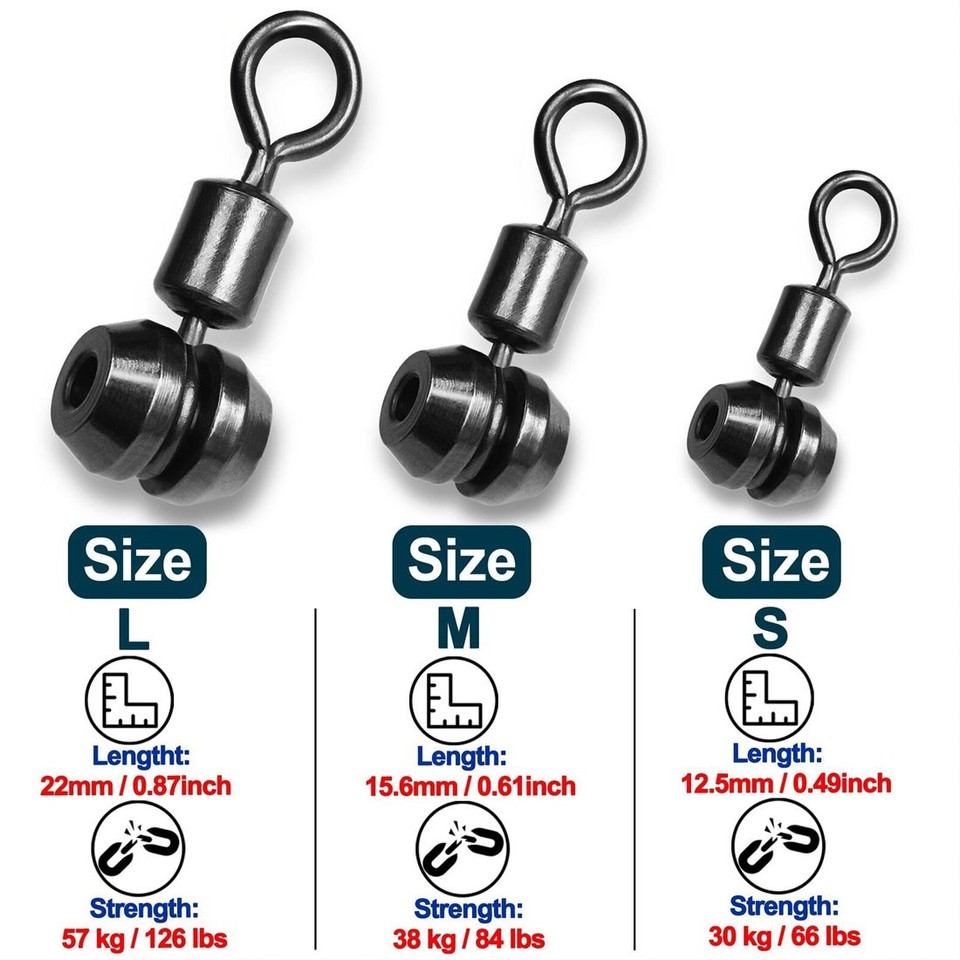 25Pcs Heavy Fishing Rolling T-Swivels 3-Way Swivel Rigs Fishing Tackle ...
