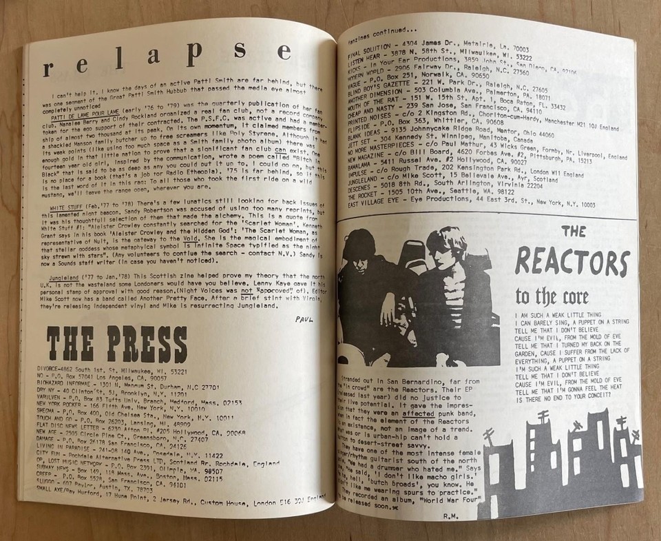 Early Goth Punk Zine L.A. Dark Wave Paul Perner NIGHT VOICES #3 (Sept ...