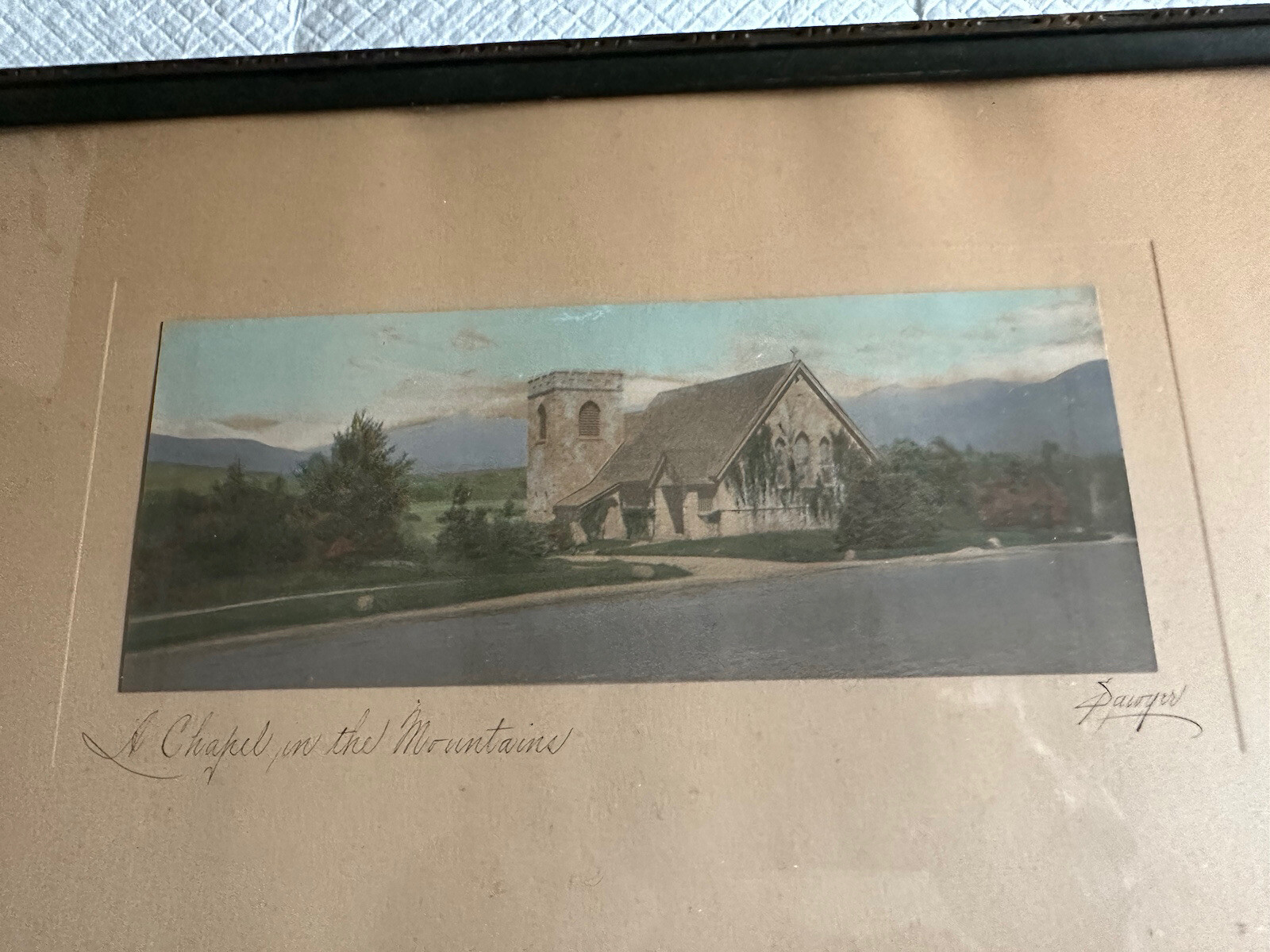 OLD Charles Sawyer Hand Colored Photo A Chapel In The Mountains Bretton ...