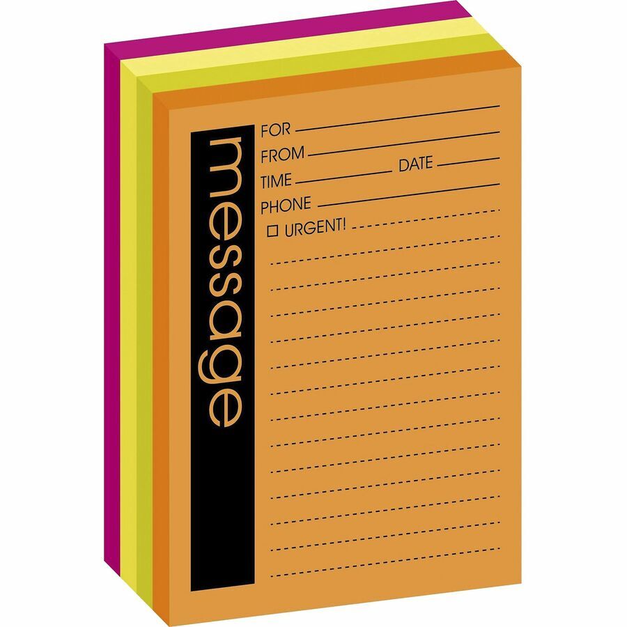 Post-it Neon Important Message Pad - 50 Sheet[s] - 4" X 5" Sheet Size ...