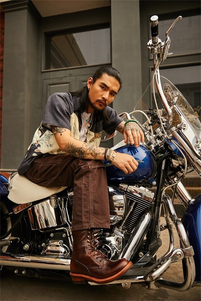 Brown Leather Retro Vintage Plain Toe Military Combat Style Tall Logger ...