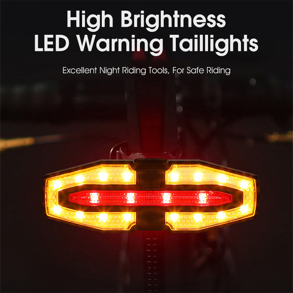 LED Bike Tail Light Remote Turn Signal USB Bicycle Rear Cycling Warning ...