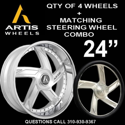 ARTIS VESTAVIA 24 INCH WHEELS RIMS WITH STEERING WHEEL COMBO GBODY G ...