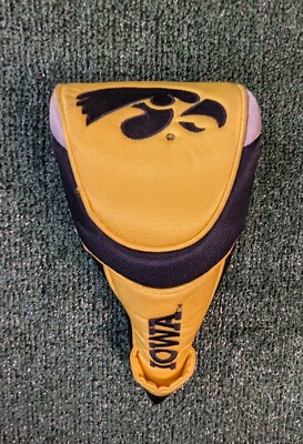 NCAA Iowa Hawkeyes ONE Wood Golf Head Cover Black YELLOW Logo | eBay
