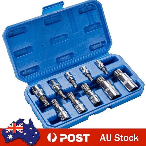 10PC Bit Socket Set XZN 12 Point Triple Square Spline Tamper Proof Bits ...