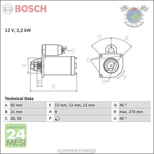 Motorino di Avviamento Bosch per CARBODIES FX4 LAND ROVER RANGE ...
