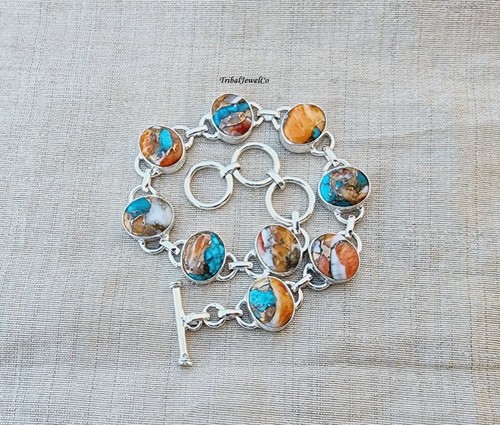 925 Sterling Silver Bangle Oyster Copper Turquoise Statement Jewelry Gift For | eBay