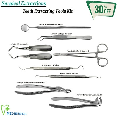 Set de 9 Instruments pour Extractions Chirurgicales Dentaires Oral ...