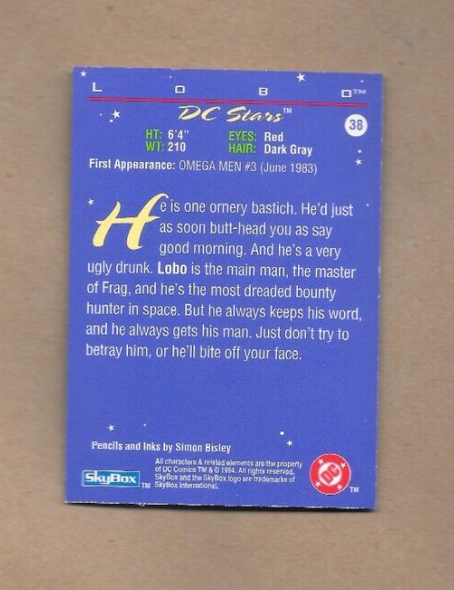 1994 SkyBox DC Stars Lobo Card #38 COOL Simon Bisley Art! NM/MT | eBay