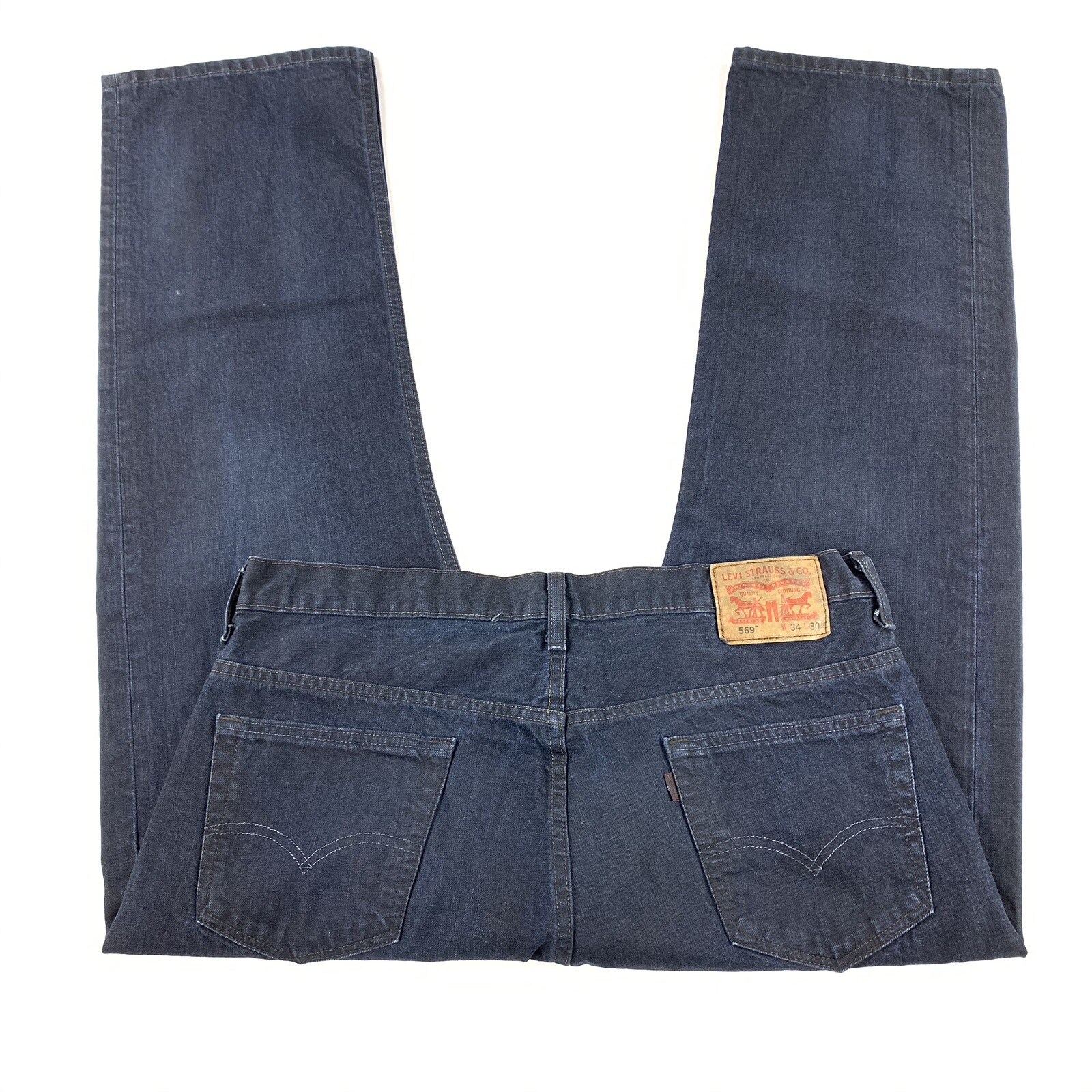 Levis 569 Loose Straight Dark Blue Denim Jeans Fits 3… - Gem