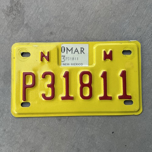 Vintage New Mexico Motorcycle License Plate Yellow Red Tags P31811 | eBay