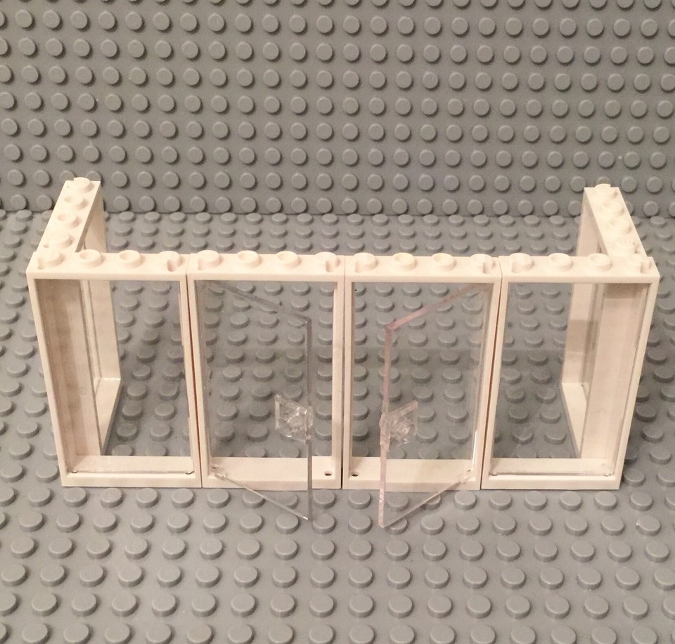 Lego 2 Trans-clear Glass Door,4 White Frame W/ Glass 1x4x6 / City ...