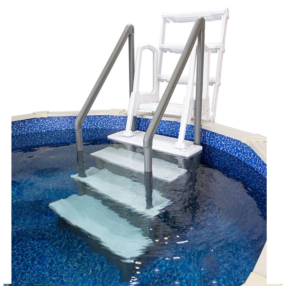 Aqua Select 28" Wide Above Ground Heavy Duty Swimming Pool Step Ladder ...