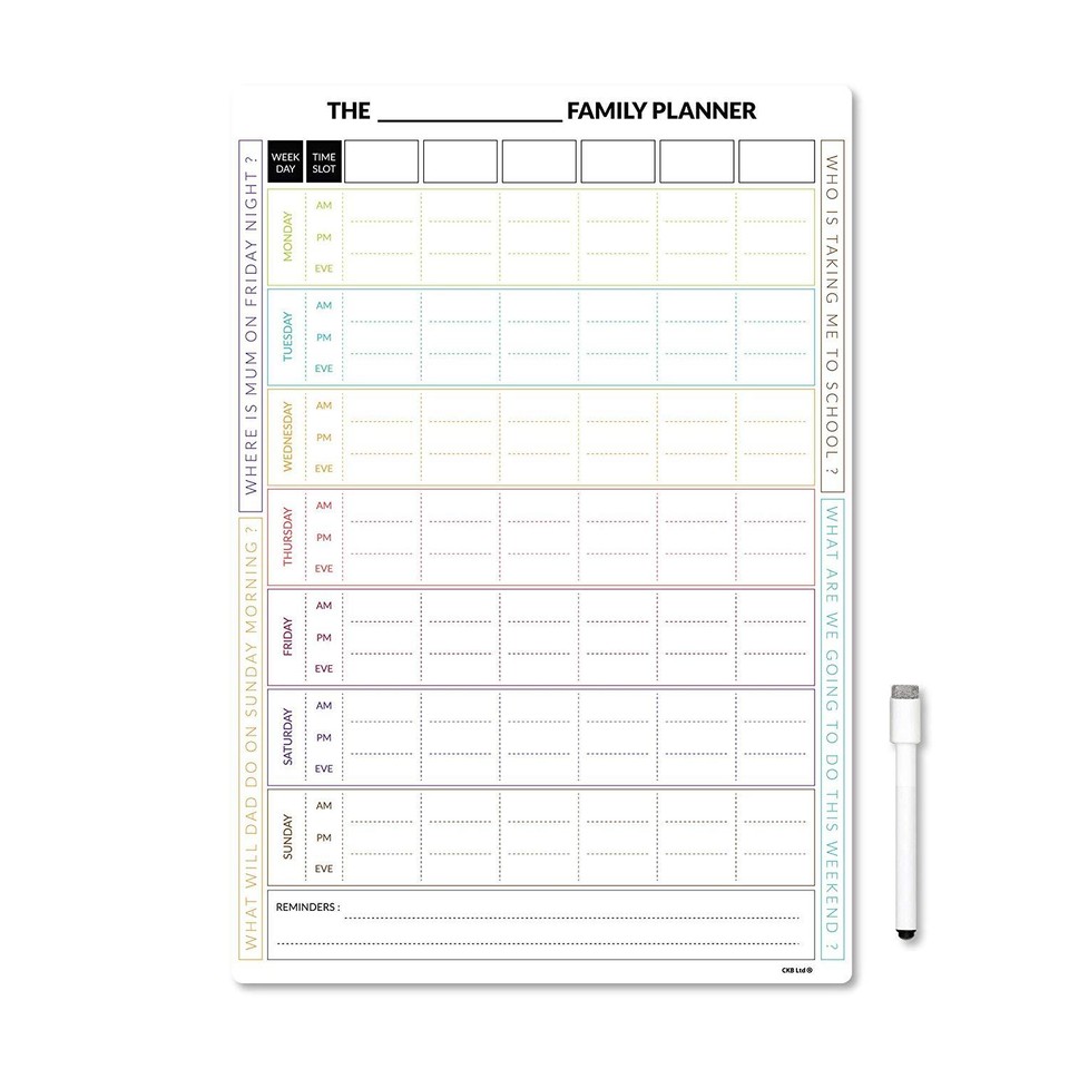 Magnetic Fridge FAMILY PLANNER Chore Rota Board Weekly Drywipe A3 Task ...