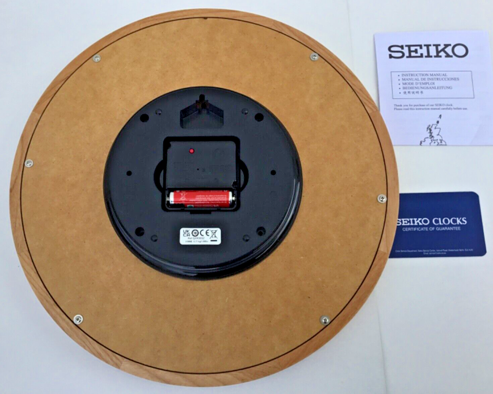 Seiko Radio Controlled Round Wooden Battery Wall Clock QXR303Z - NO BOX ...