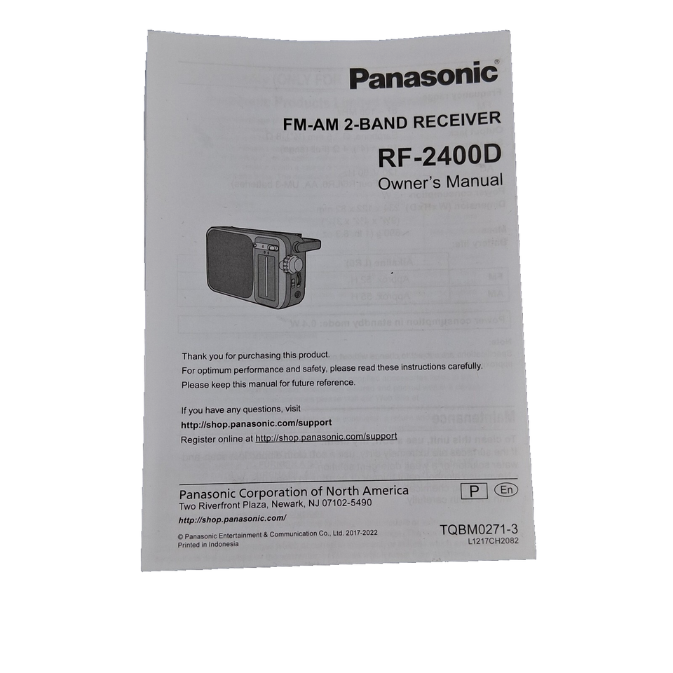 Panasonic RF-2400D / RF-2400 Portable FM/AM Radio with AFC Tuner + 4 X ...