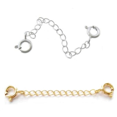 SAFETY CHAIN/Extender-Double clasp-2 Spring Rings-925 Sterling Silver ...