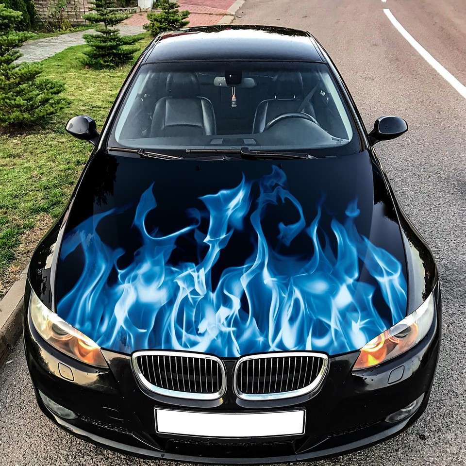 Blue Flame Hood Wrap Decal Vinyl Sticker Color Film Graphic Custom Any ...