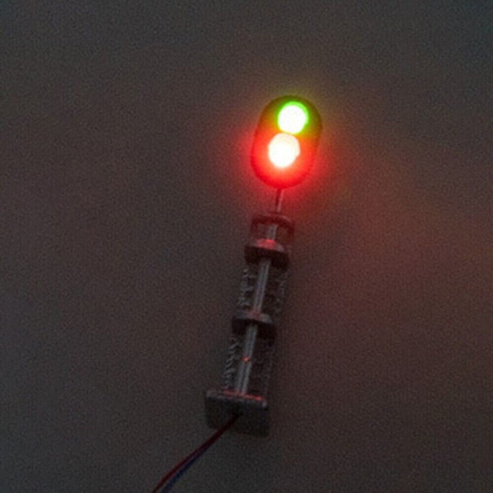 3*Model Railroad HO Scale 1:87 Track Signals 2-LEDs Green Red Block ...