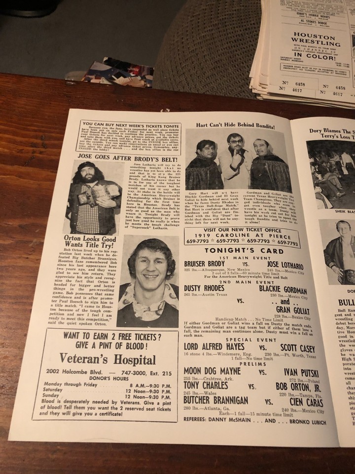 Vintage 02/25/1977 Houston, TX Paul Boesch Wrestling Program NWA/AWA ...