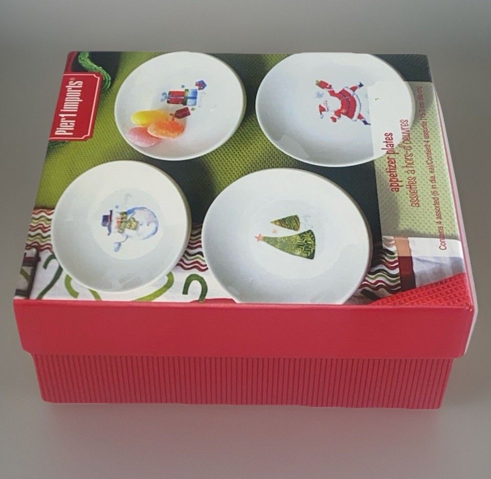 Pier 1 Christmas Holiday Salad Appetizer Dessert Plates Assorted 6" Set ...