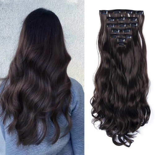 Straight Clip In Extensions HumanHair Brazilian ClipIn Black Color Clip ...
