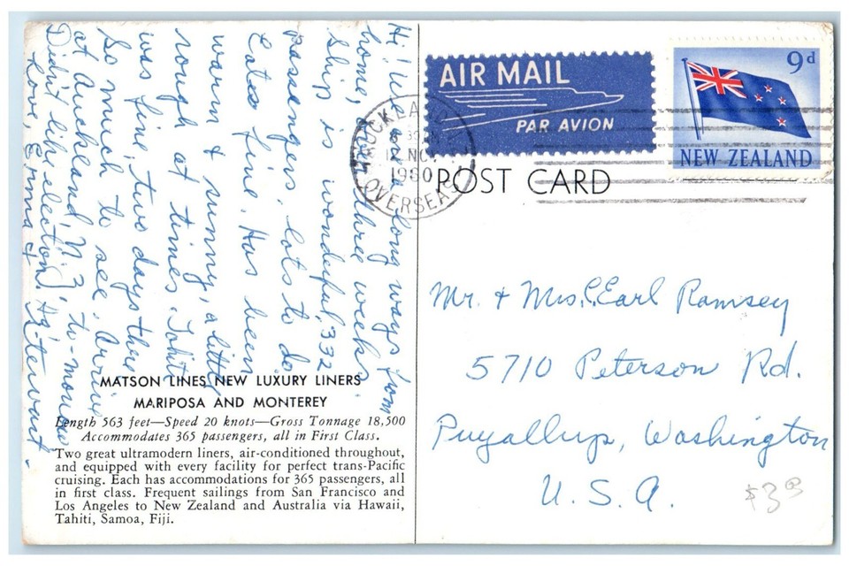 c1960's Steamer Ship Matson Lines new Luxury Liners Mariposa Monterey ...