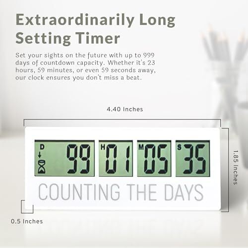 Counting the Days Countdown Clock - Up to 999 Days LCD Digital Timer ...
