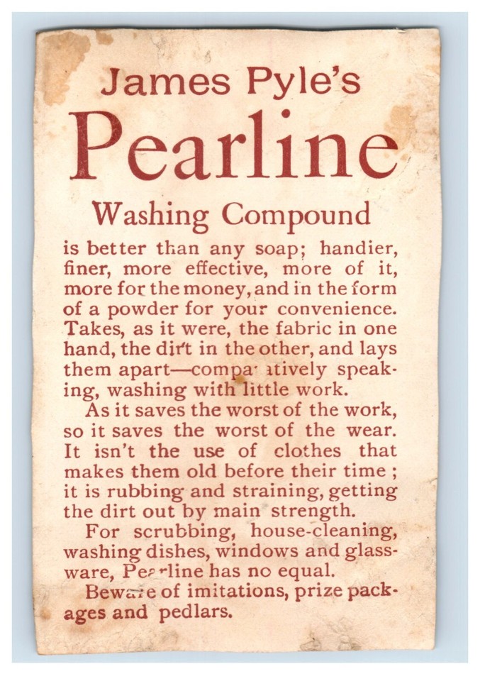 1880s James Pyle's Pearline Washing Compound Lovely Peasant Girl F137 ...