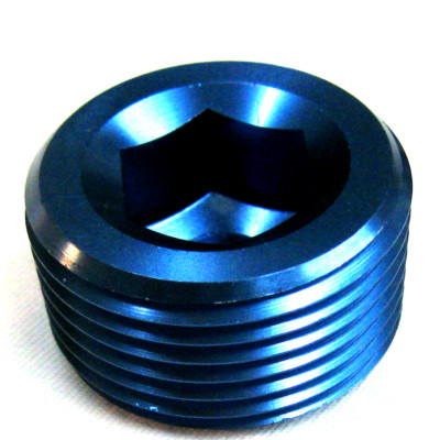 Pipe Plug 1" NPT ALuminum w/recessed allan head 1 pc blue anodized ...