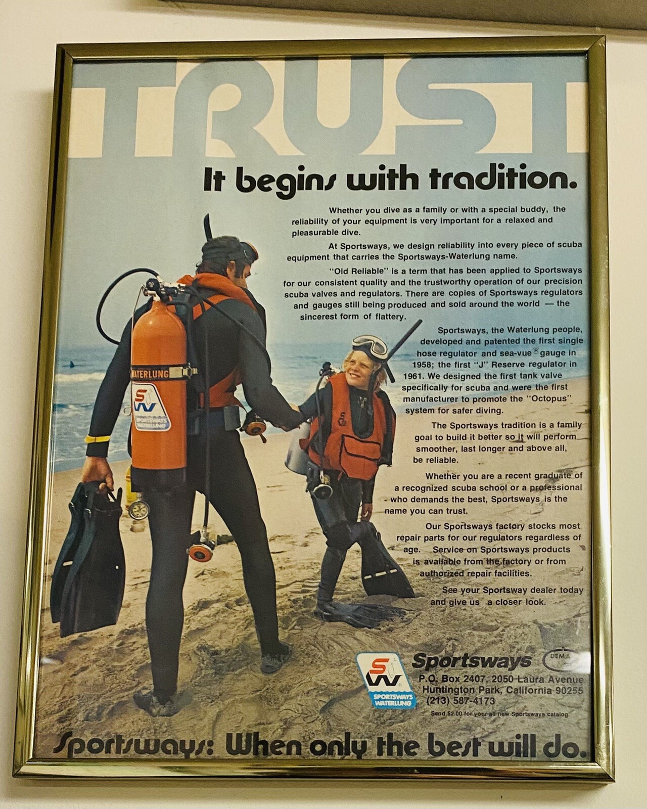 70s Sportsways Scuba Diving AD Print Custom Framed | eBay