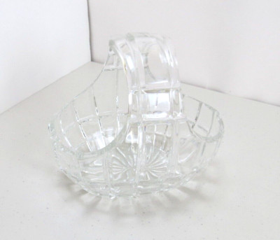 Vintage Decorative Clear Glass Basket with Handle | eBay