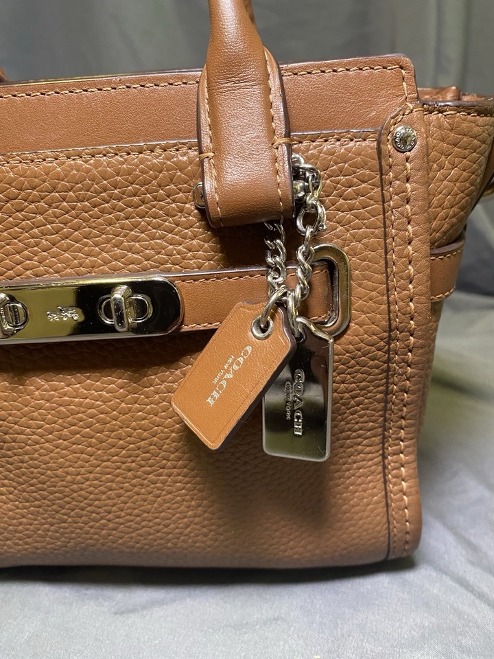 Coach Swagger 21 Pebble Leather Satchel Carryall Saddle Brown | eBay