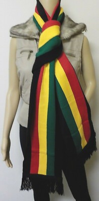 WINTER WARM KNIT Scarf RASTA JAMAICAN JAMAICA PAN AFRICAN ETHIOPIA FLAG ...