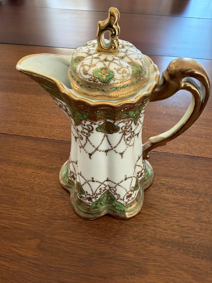 Victorian Antique Nippon Chocolate Coffee Pot Set Hand Painted Moriage ...